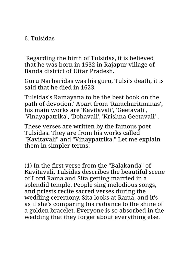 Tulsidas: Themes of Devotion in Poetry | PDF