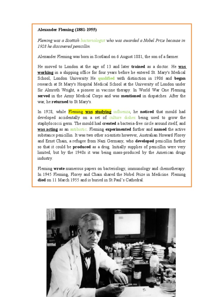 Alexander Fleming: Penicillin Pioneer | PDF
