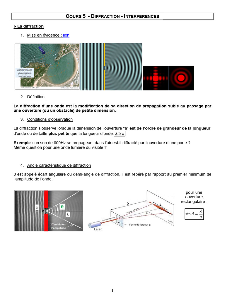 Diffraction et Interférences des Ondes | PDF | Diffraction | Vagues