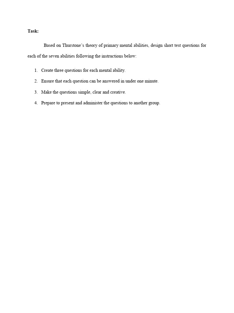Thurstone's Mental Abilities Test Questions | PDF