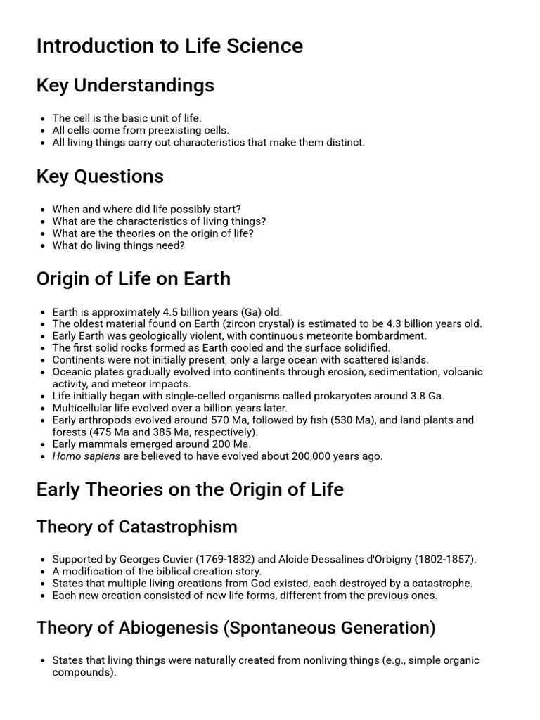 Understanding Life Science Basics | PDF | Cell (Biology) | Reproduction