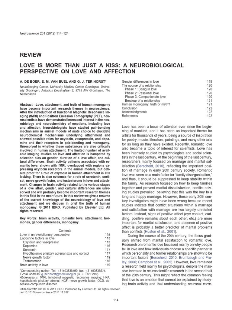 Love is More Than Just a Kiss- A Neurobiological Perspective on Love ...