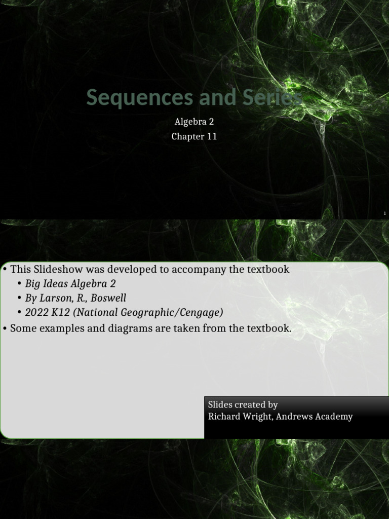 Algebra 2 11 Sequences and Series 2 | PDF | Summation | Mathematics