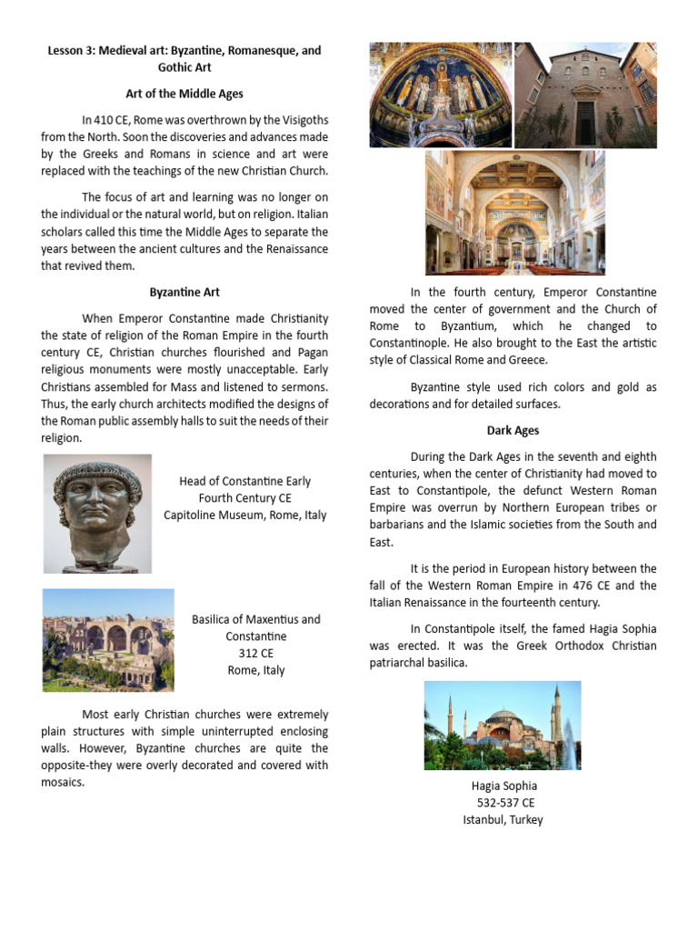 Lesson 3 Handouts | PDF | Gothic Architecture | Byzantine Empire