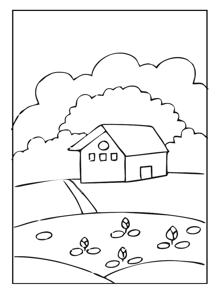 Mewarnai Pemandangan Rumah - Coloring | PDF