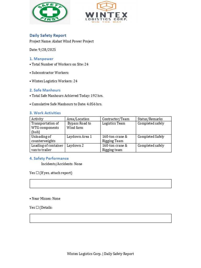 Daily Safety Report Alabat SEPT. 28 | PDF | Transport
