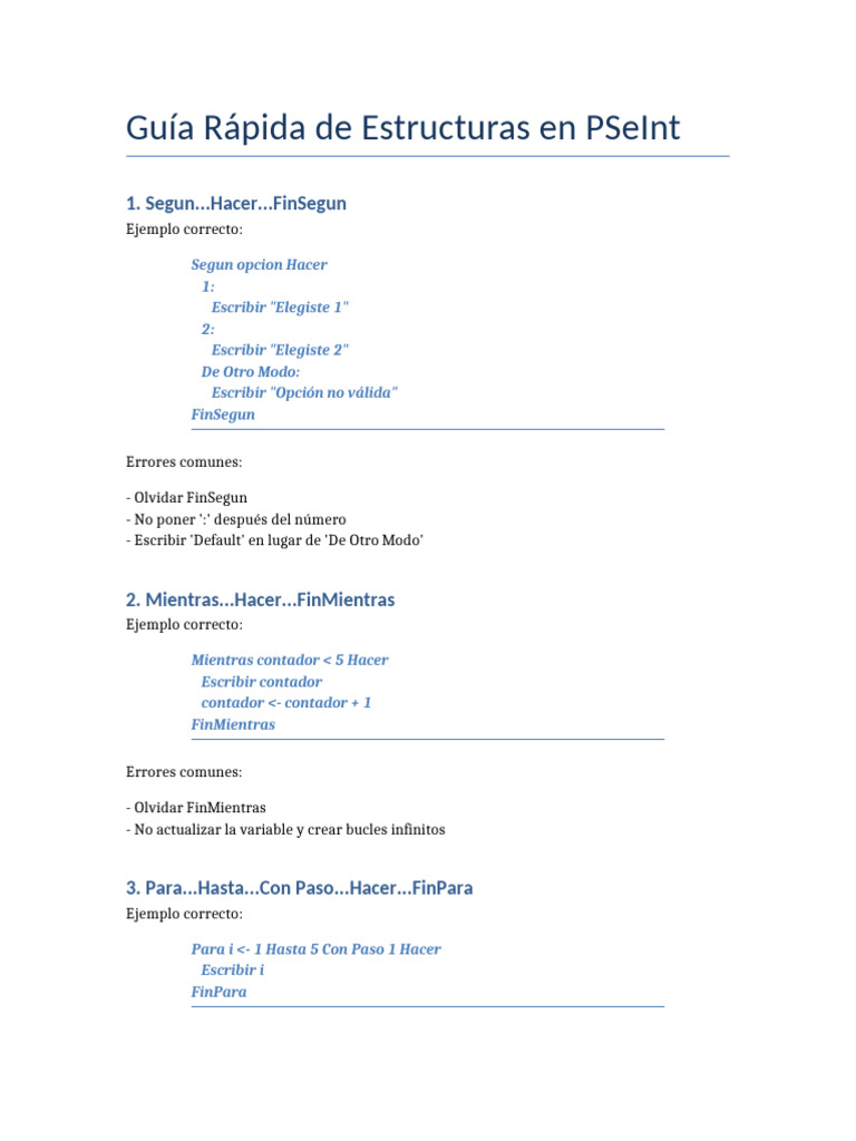 Guía Rápida PSeInt | PDF