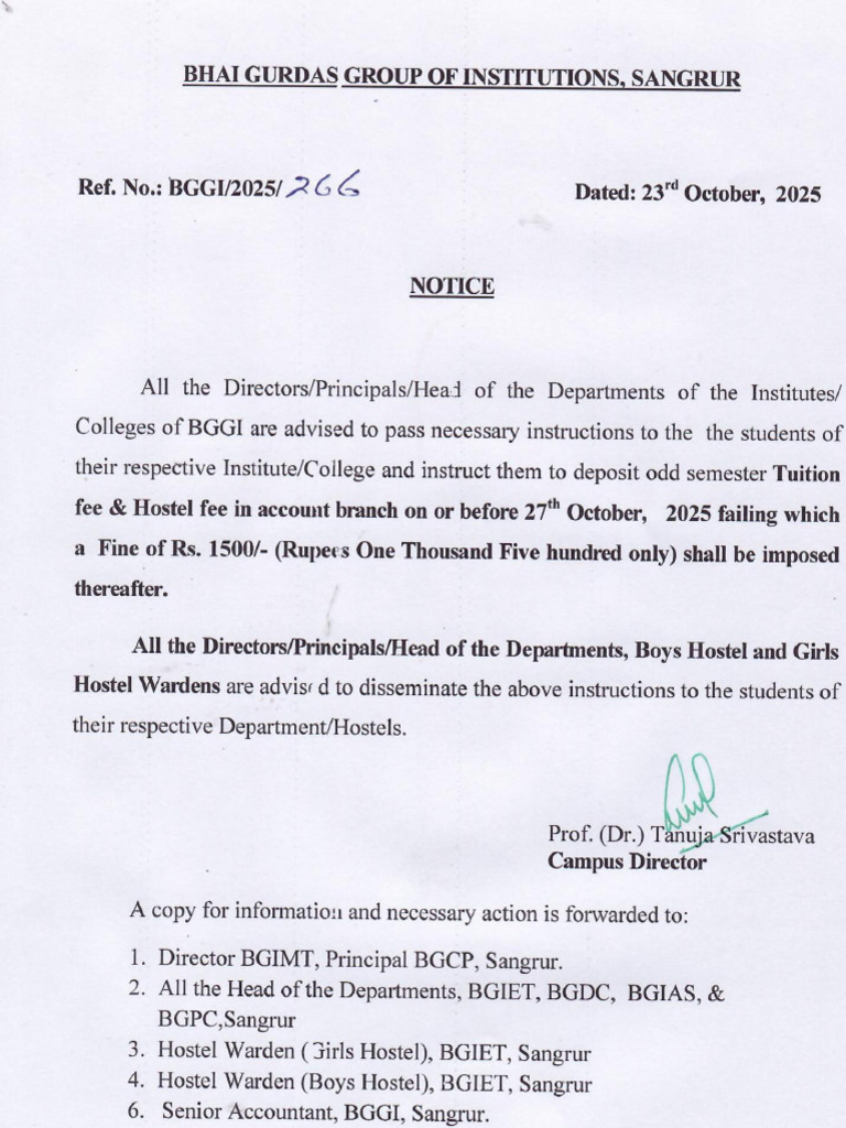 Notice Regarding Deposting of Fee | PDF