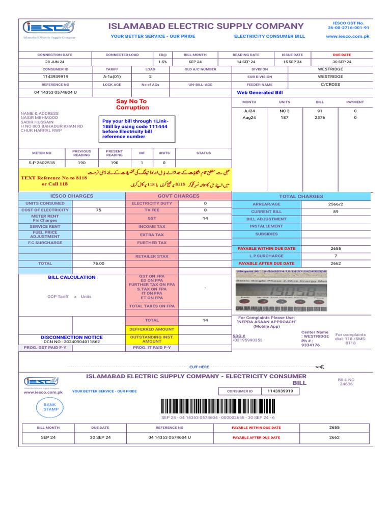 New Meter BILL | PDF | Taxes | Fee