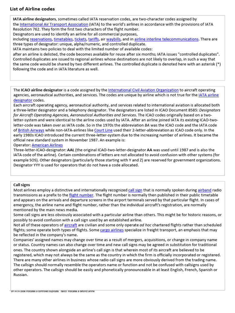 Comprehensive List of Airline Codes | PDF | Aviation | Airlines