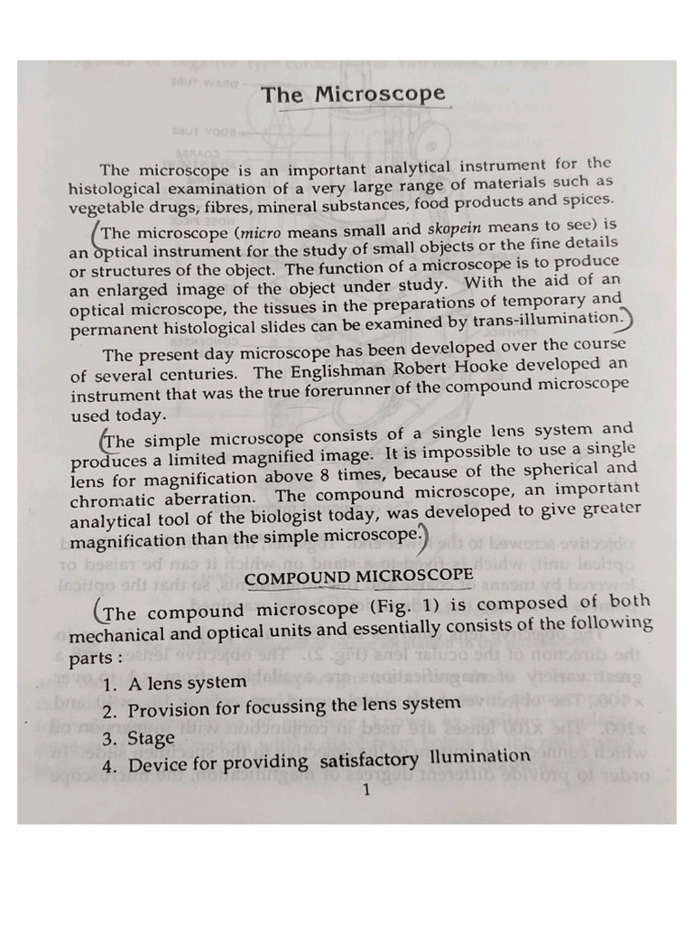 Experiment No.1 - Introduction To Microscope | PDF