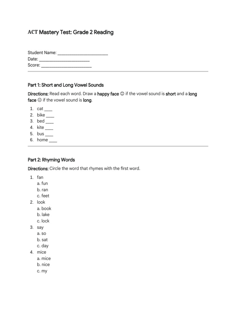 Reading 2 - Mastery Test | PDF