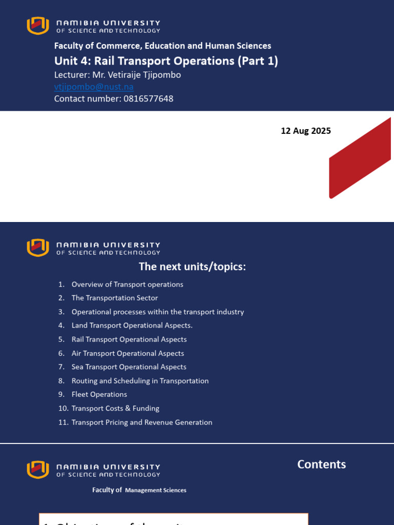 Unit 4 Part 1 Rail Transport Operations | PDF | Train | Rail Transport