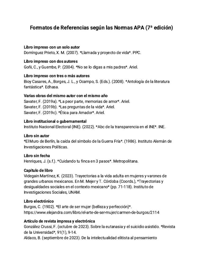 Referencias APA 7ª edición: Guía completa | PDF