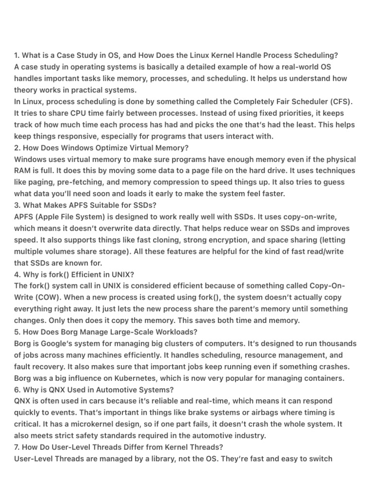 Case Studies in OS: Linux, Windows, QNX, and More | PDF | Operating ...