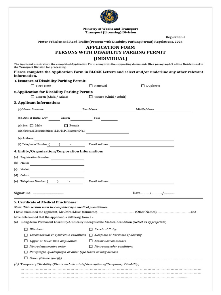 Persons With Disability Parking Permit Individual | PDF | Driver's License