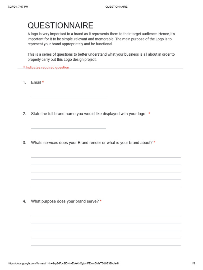 Logo Design Project Questionnaire | PDF | Logos | Brand