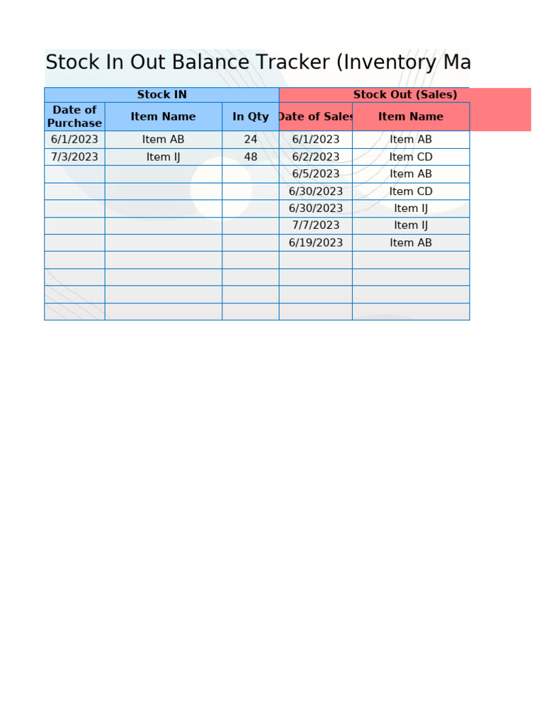 Inventory Stock In-Out Tracker | PDF