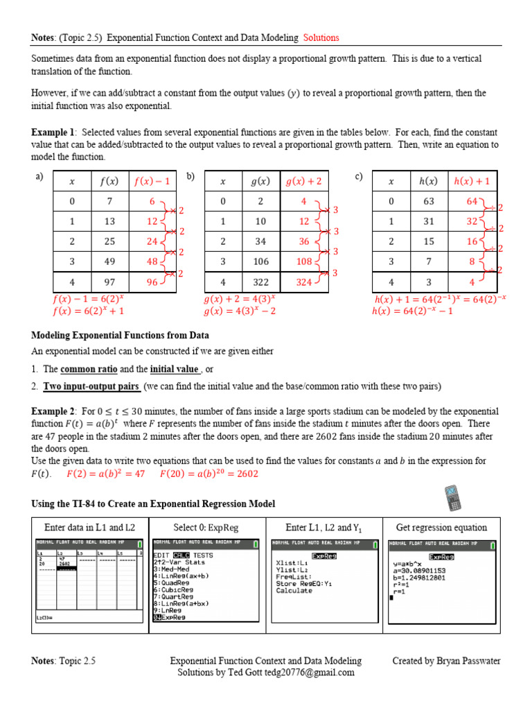 Notes Topic 2 5 Key Exponential Function Context And Data Modeling
