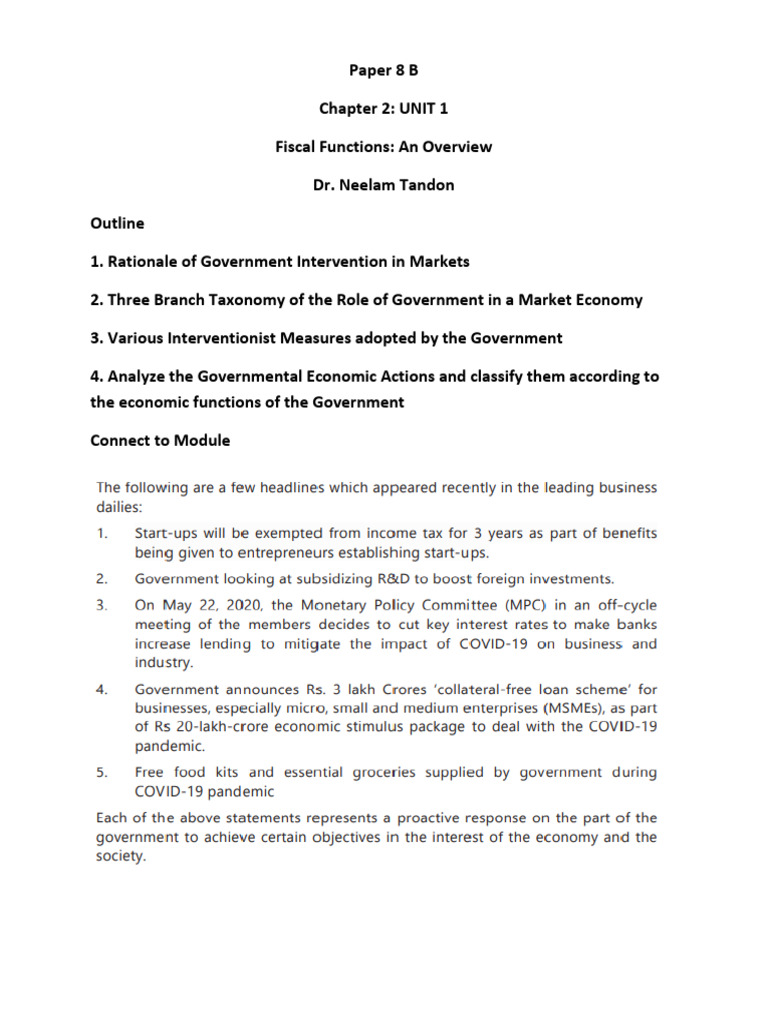Overview of Government Fiscal Functions | PDF | Taxes | Fiscal Policy