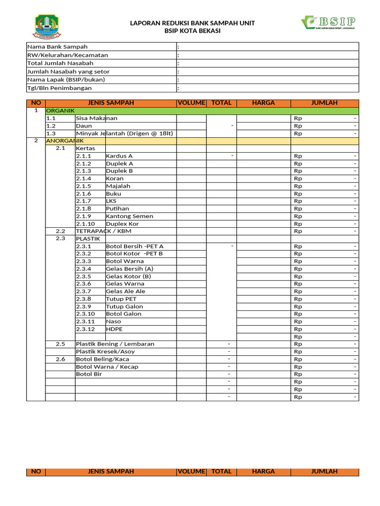 Format Lap Reduksi BSU BSI Patriot Rev-1 | PDF