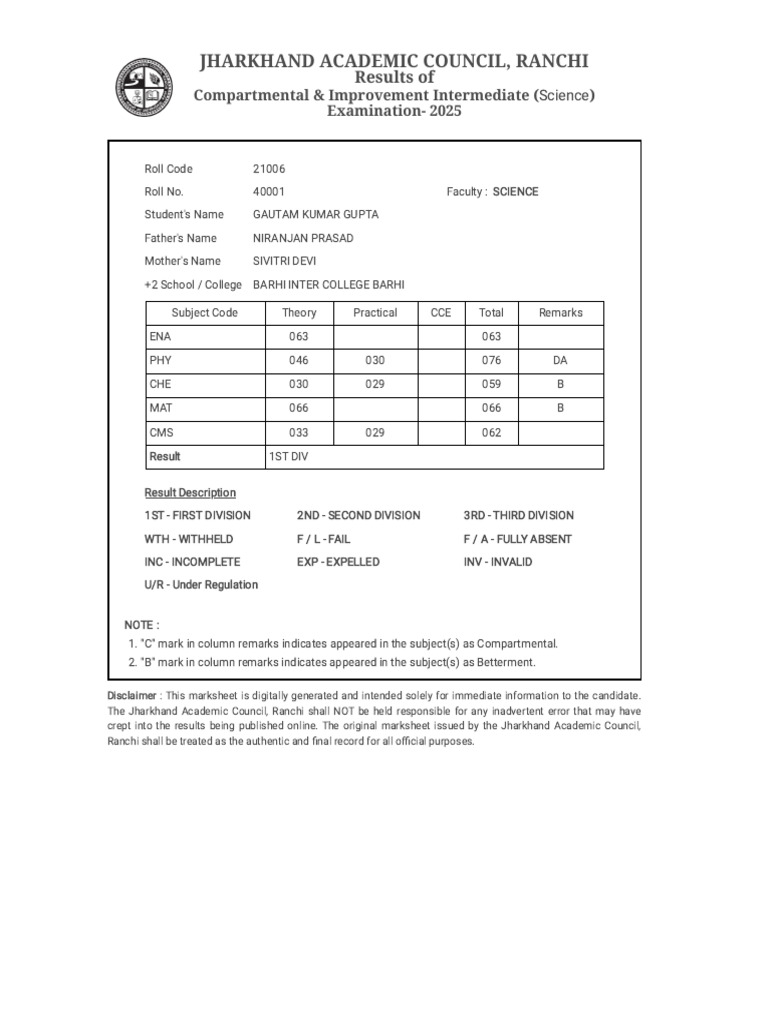 Home - Jharkhand Academic Council | PDF