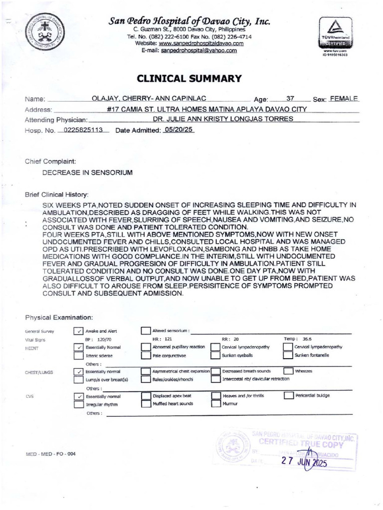 Clinical Summary Page 1 | PDF