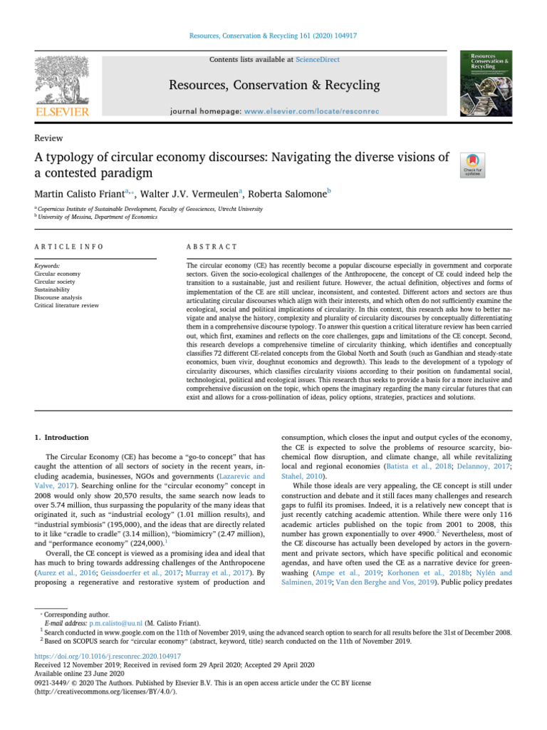 A Typology of Circular Economy Discourses | PDF | Sustainability ...