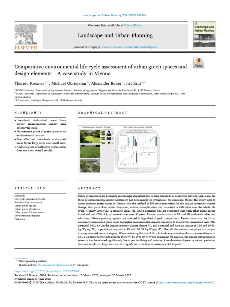 Comparative Environmental Life Cycle Assessment of Urban Green Spaces ...