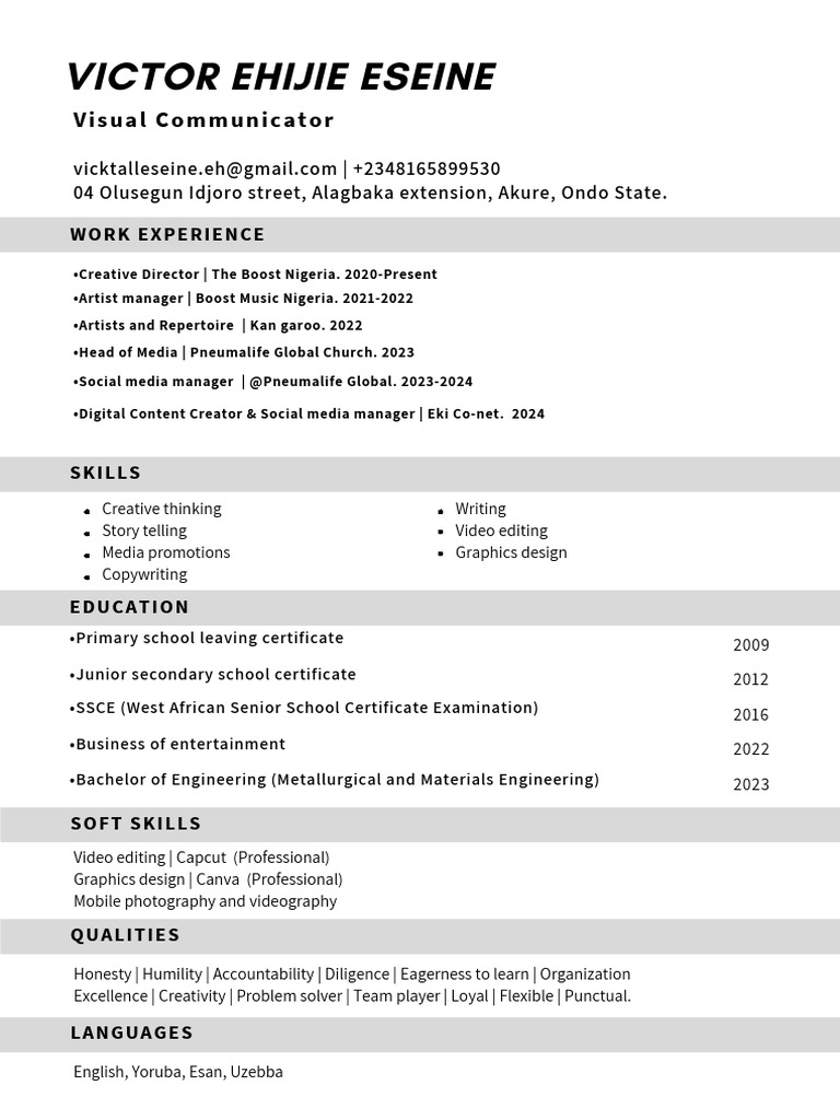 Eseine Victor CV | PDF