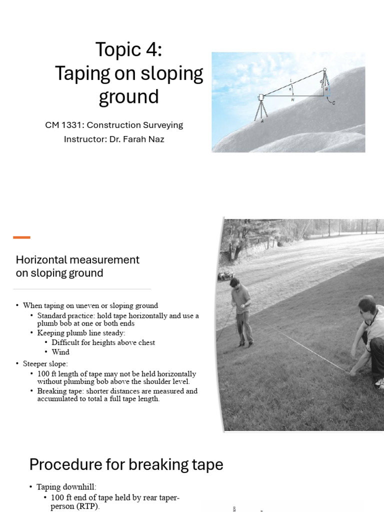 CM 1331 - Topic 4 - Taping in Sloping Ground | PDF