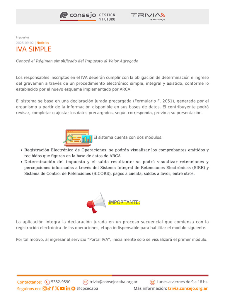 IVA Simple: Nuevo Régimen 2025 | PDF | Impuesto al valor agregado ...