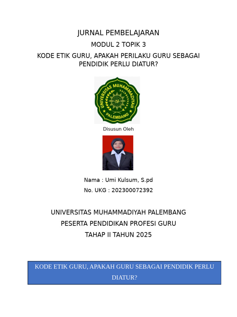 Umi Kulsum_202300072392_Kode Etik Guru | PDF