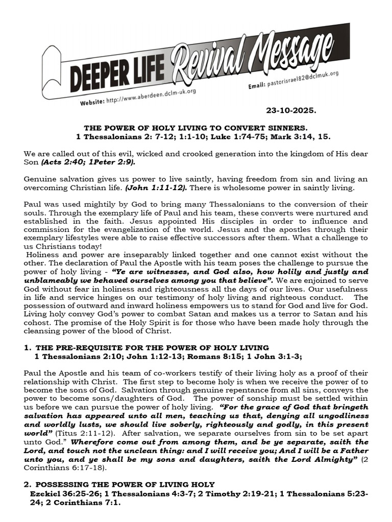 The Power of Holy Living To Convert Sinners - 1 | PDF | God In ...