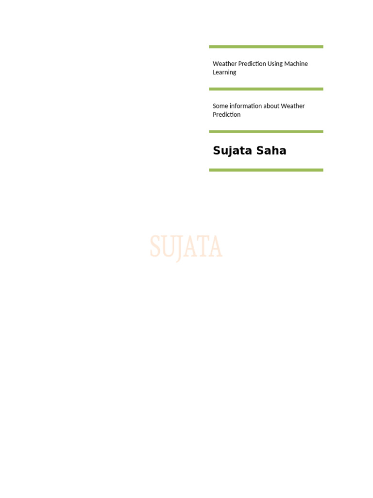 Weather Prediction Using Machine Learning | PDF | Machine Learning | Weather Forecasting