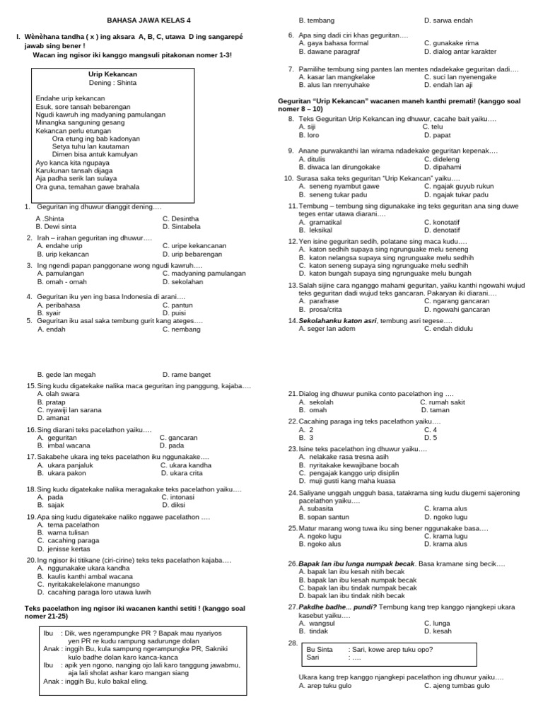 Kumer (4) Soal Bhs Jawa | PDF
