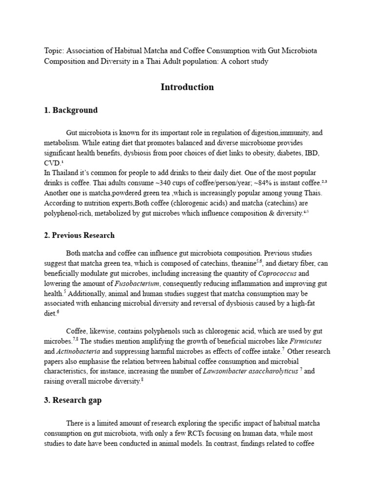 Association of Habitual Matcha and Coffee Consumption - Group - Insert Name Here - First Draft ...