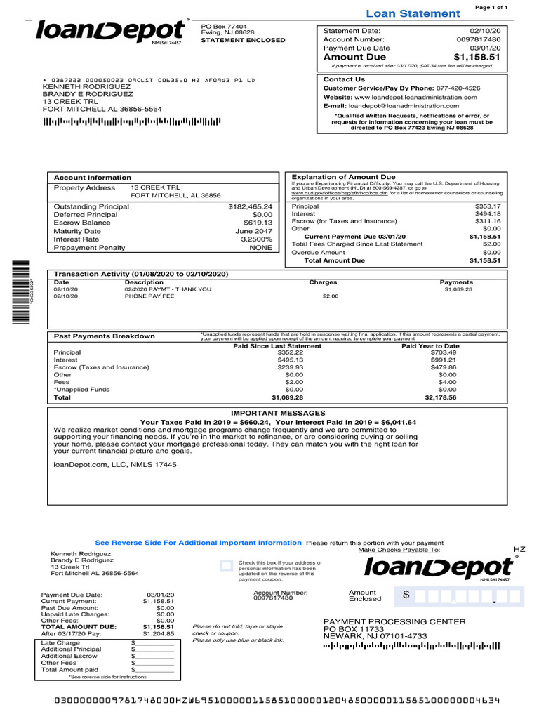 Monthly Statement 3 PDF | PDF | Fee | Refinancing