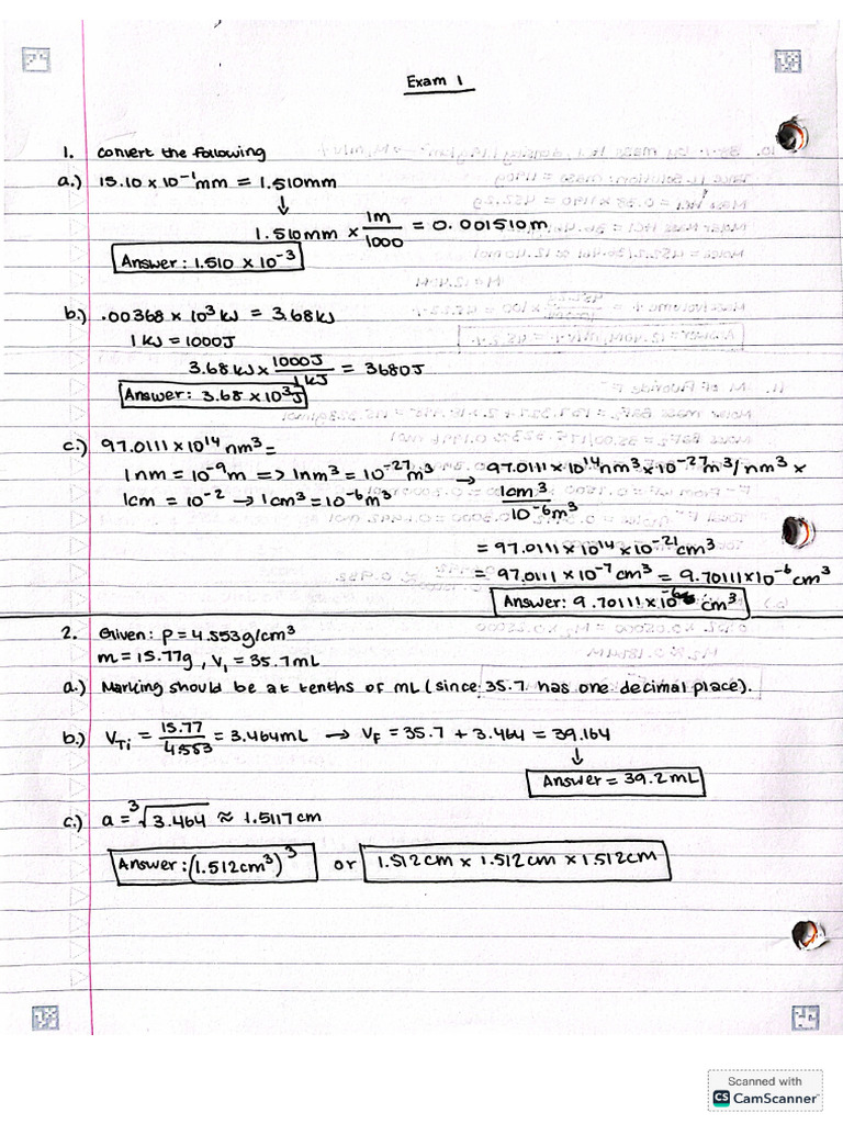 Exam 1 Chem 161 | PDF