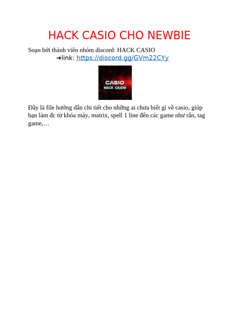 Hack Casio Cho Newbie | PDF