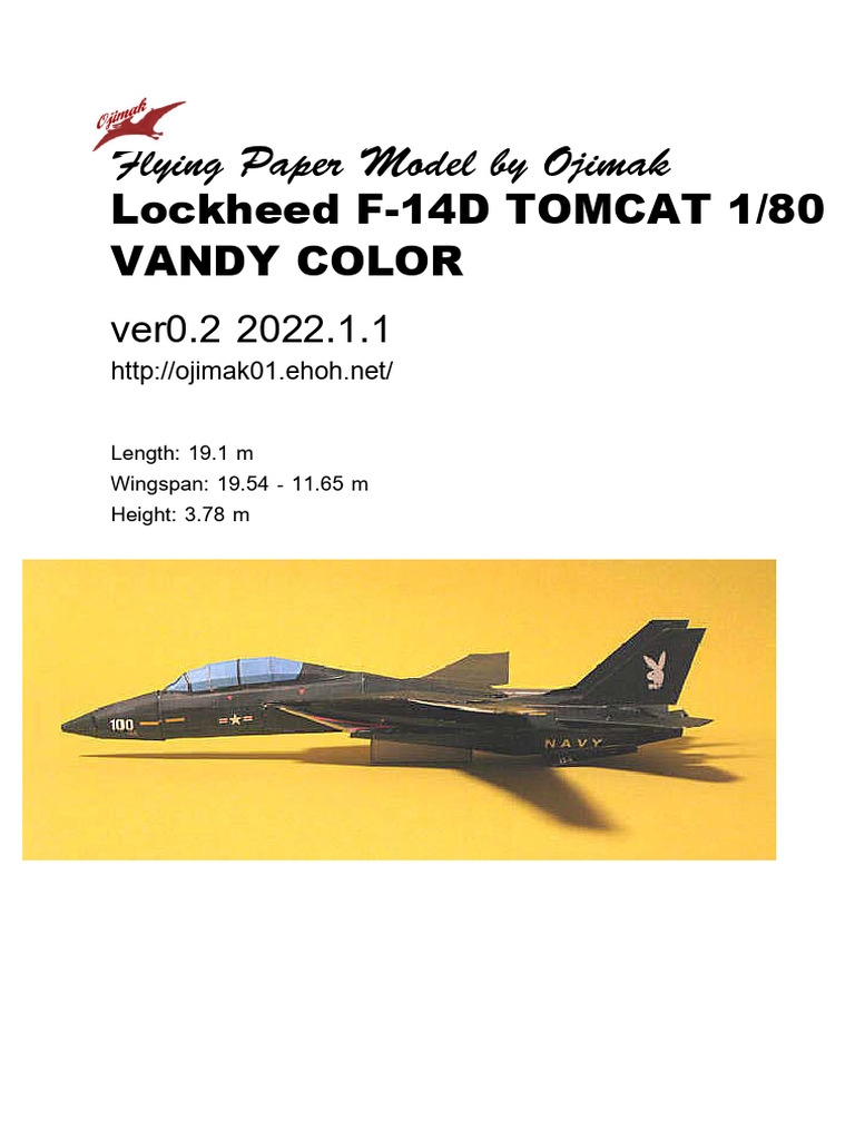 Lockheed F-14D Tomcat Paper Model | PDF | Aircraft | Aviation