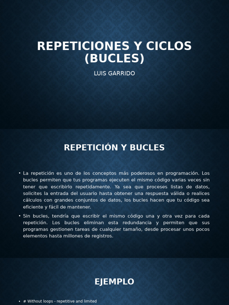 Repeticiones y Ciclos (Bucles) | PDF | Flujo de control | Programación de computadoras