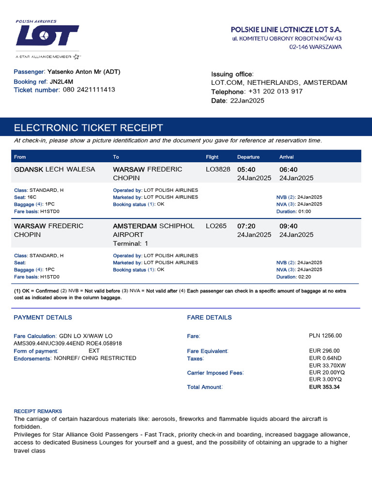Your Electronic Ticket-EMD Receipt | PDF