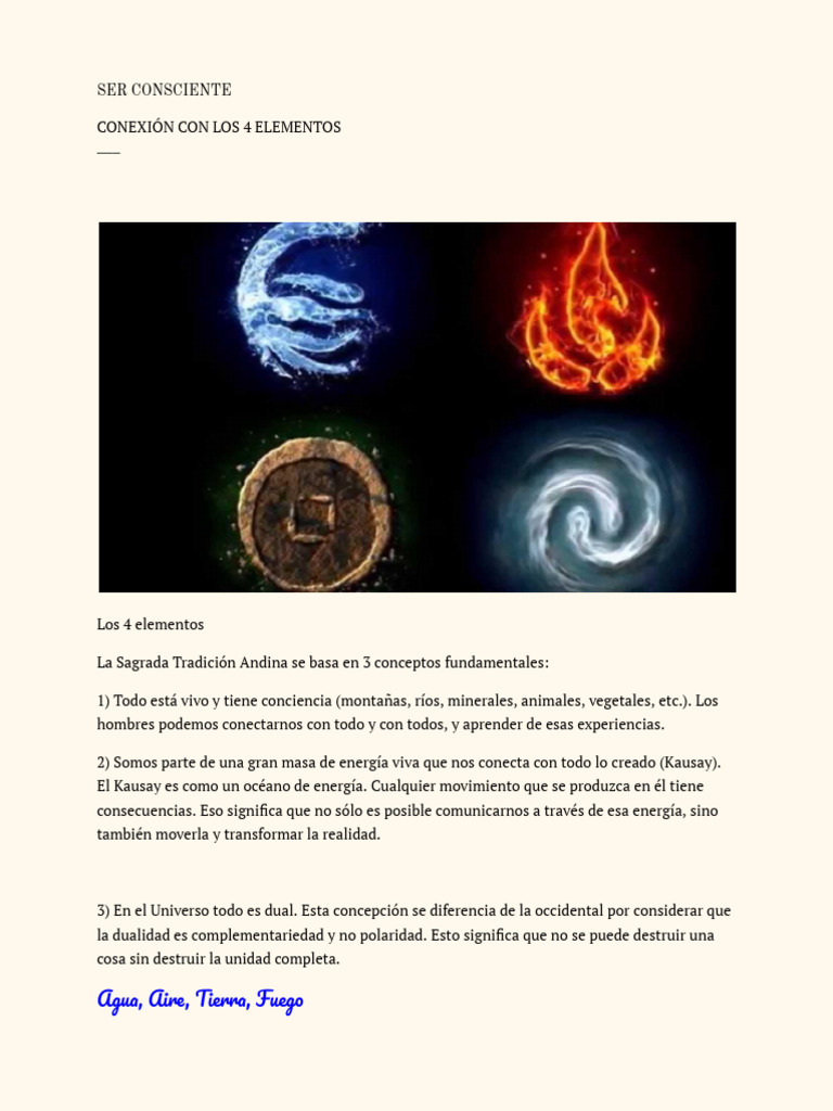 Conexión con los 4 Elementos Andinos | PDF | Incendios | Agua