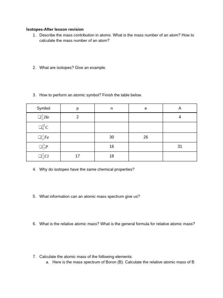 240928-Isotopes-After Lesson Revision | PDF