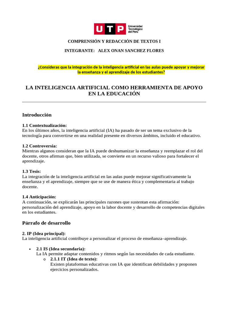 S06_Esquema para PC1 | PDF | Inteligencia artificial | Inteligencia (IA) y semántica