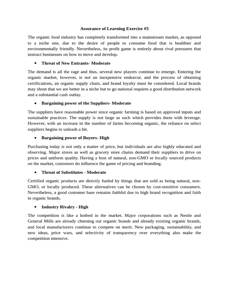 Organic Food Industry Competitive Analysis | PDF
