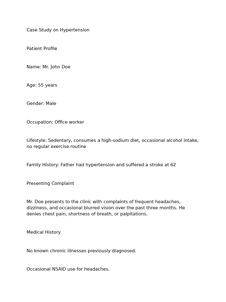 Hypertension Case Study: Mr. John Doe | PDF | Hypertension ...
