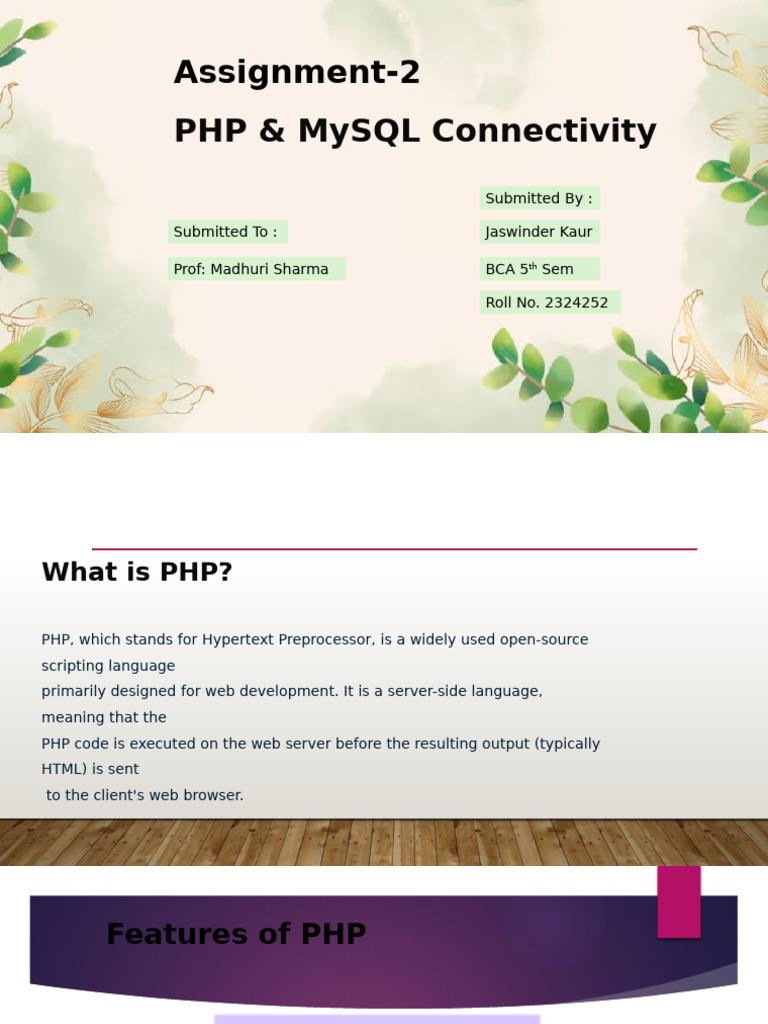 Presentation 1 Jaswinder Kaur PHP | PDF | Php | Databases