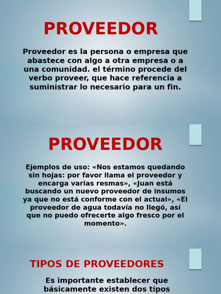 Semana 4 El Proveedor, Definición y Características. | PDF | Business ...